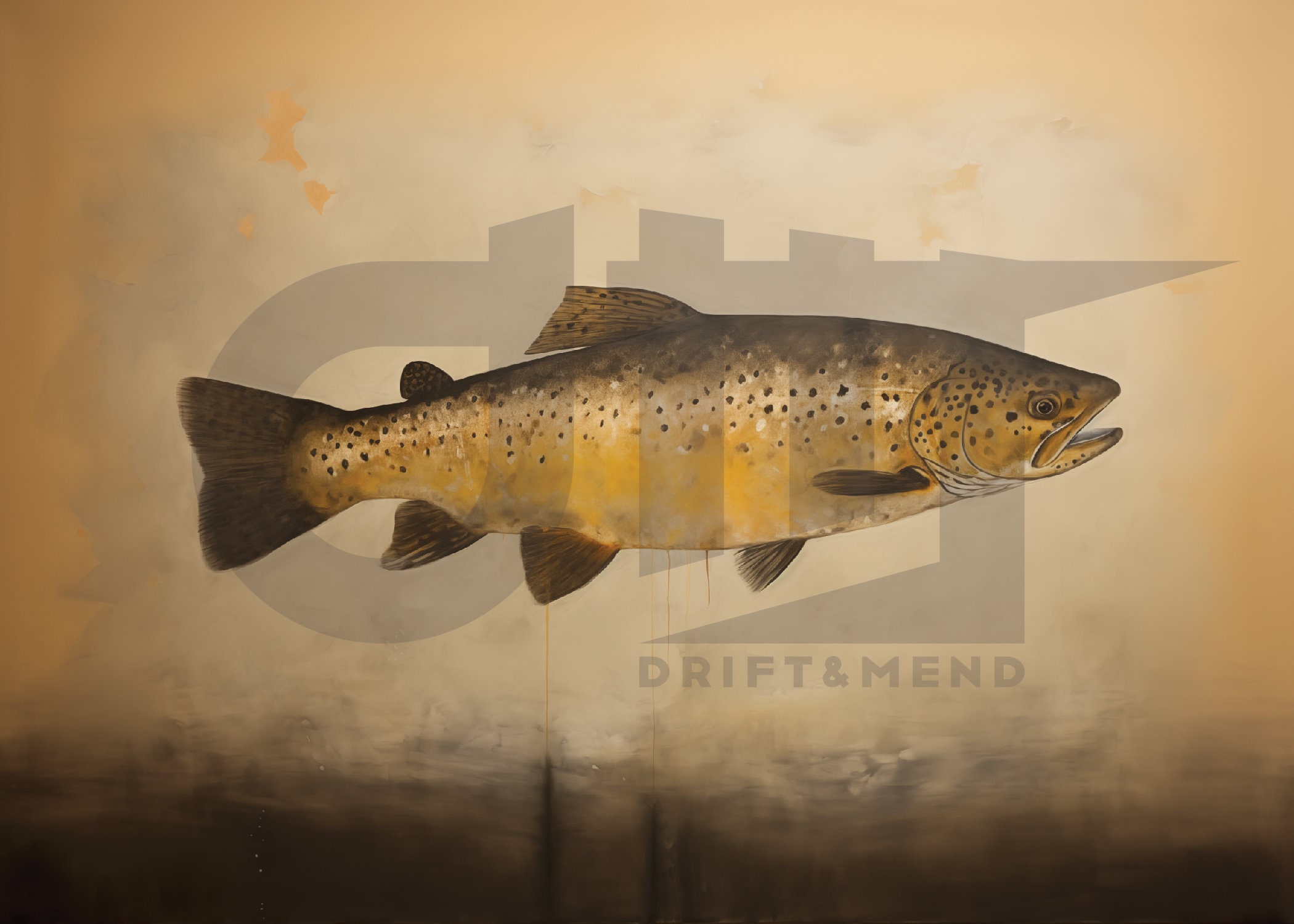 Brown Trout Drawing - Fishing Artwork - Fly Fishing - Fly Tying ...