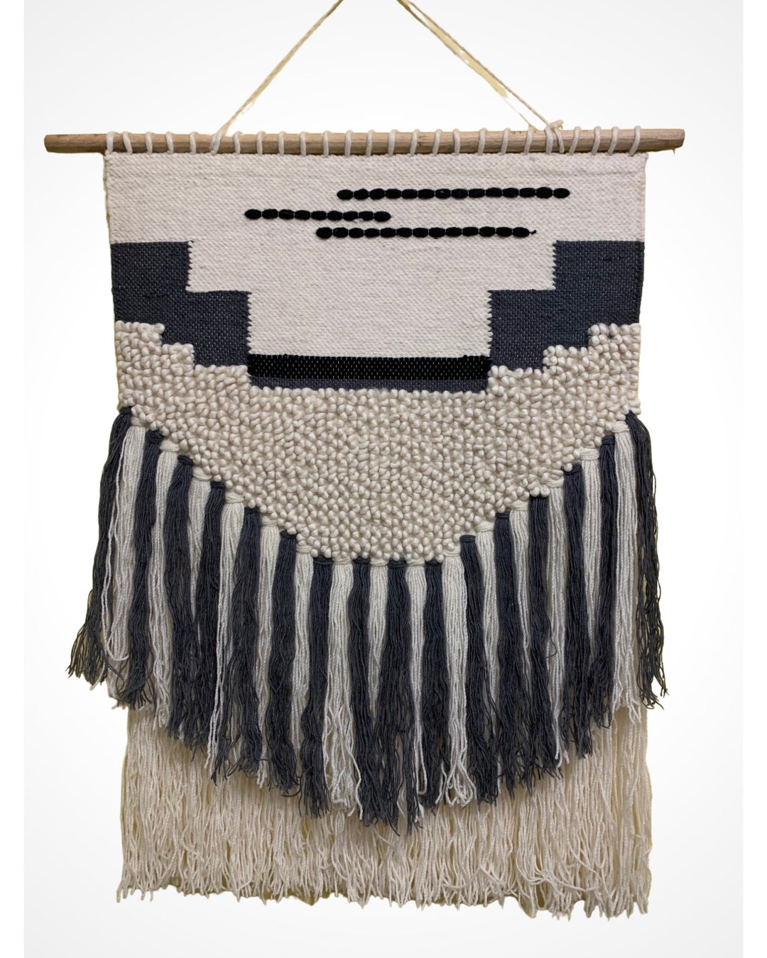 Hand-woven Wool Wall Art-classic Grey Pattern - Etsy