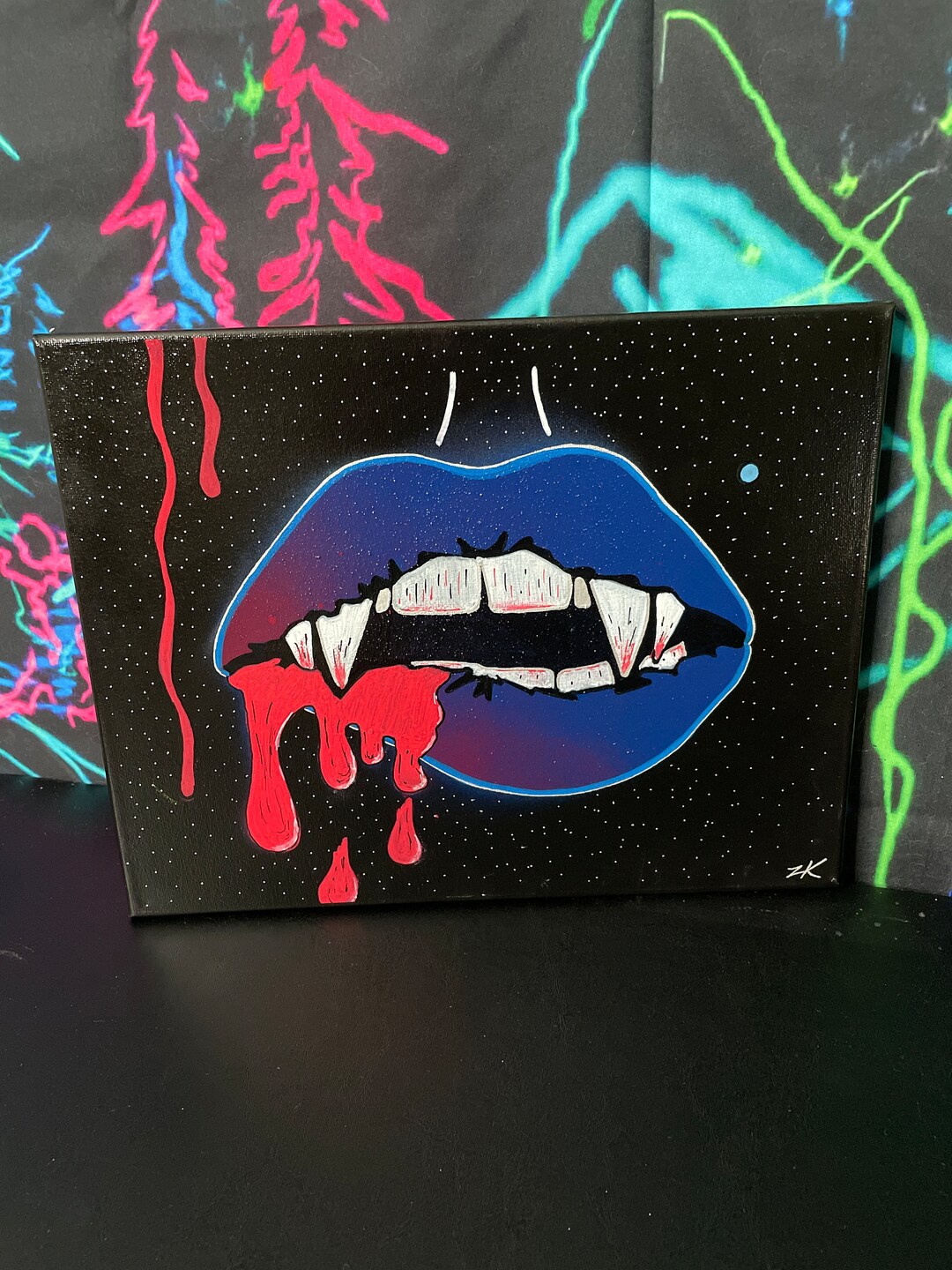 11 X 14 Acrylic Painting Vampire Painting Horror Painting Halloween Art ...