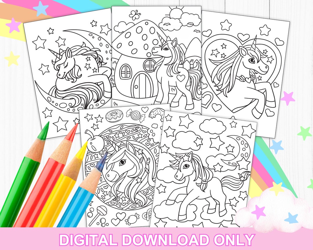 Cute Unicorn Coloring Pages for Kids Unicorn Coloring Book, Easy ...