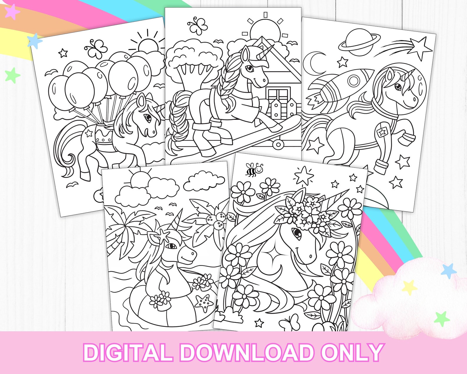 Cute Unicorn Coloring Pages for Kids, Unicorn Coloring Pages, Easy ...