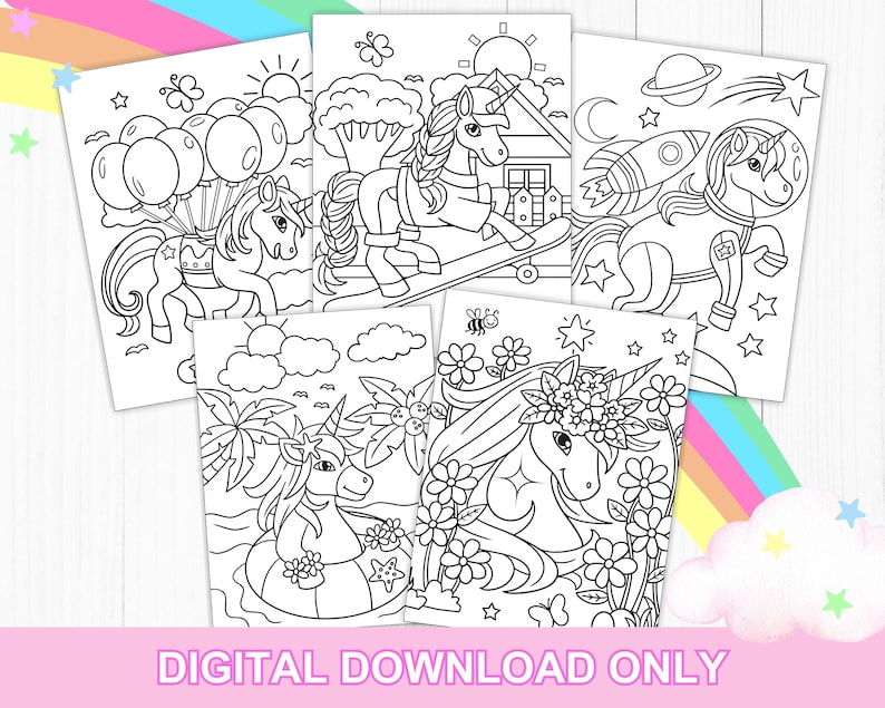 Cute Unicorn Coloring Pages for Kids, Unicorn Coloring Pages, Easy ...