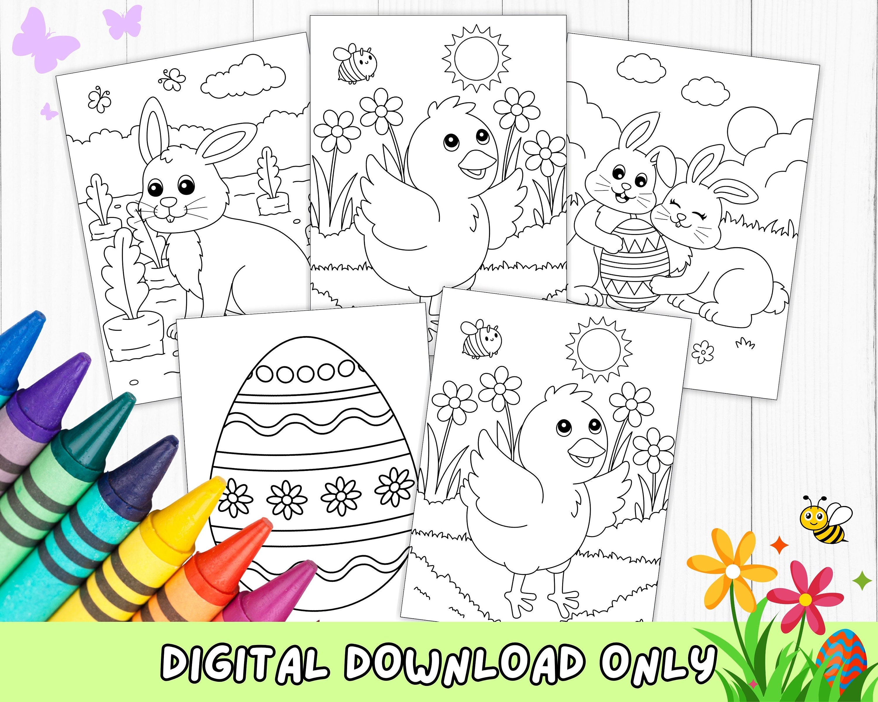 Easy Easter Coloring Pages for Kids Toddlers Preschoolers Toddlers ...