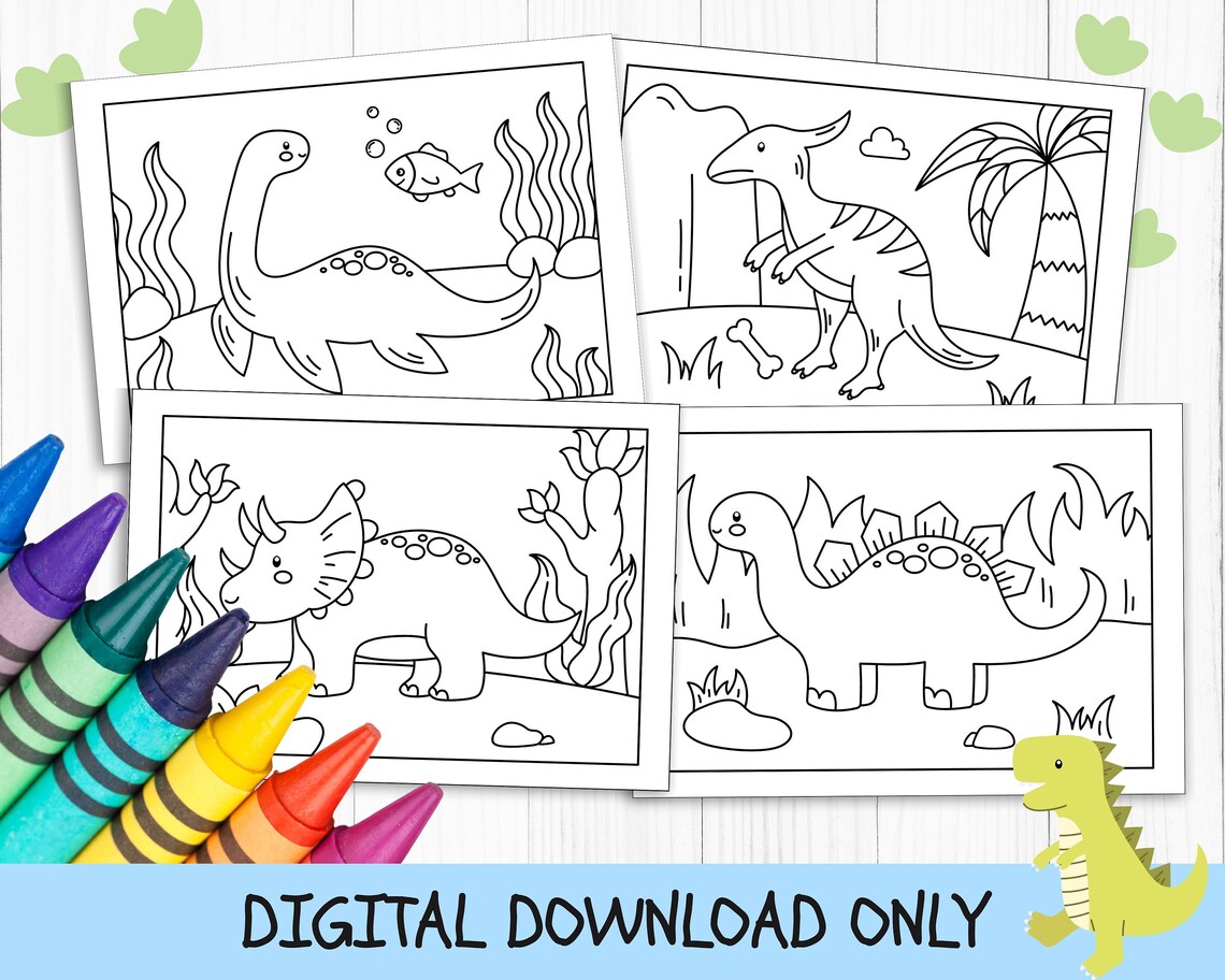 Easy Dinosaur Coloring Pages for Kids Toddlers Preschoolers Toddlers ...