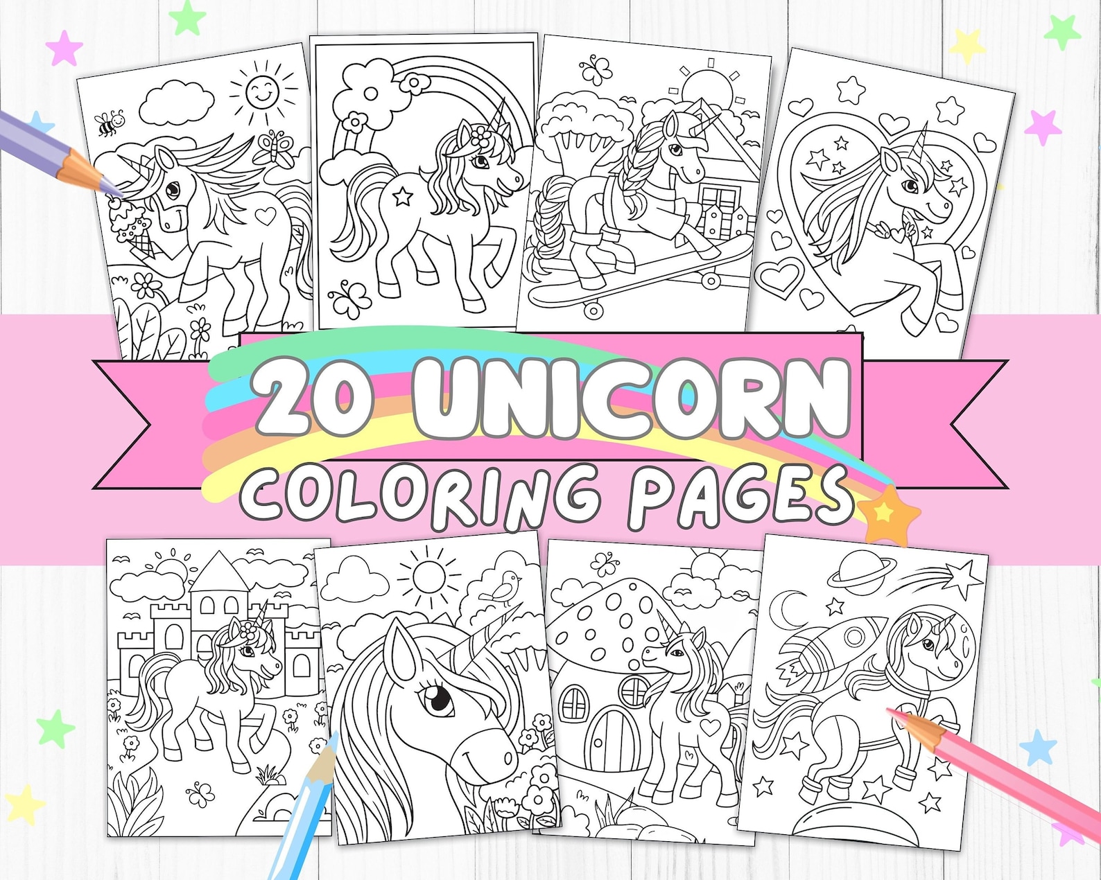 Cute Unicorn Coloring Pages for Kids, Unicorn Coloring Pages, Easy ...