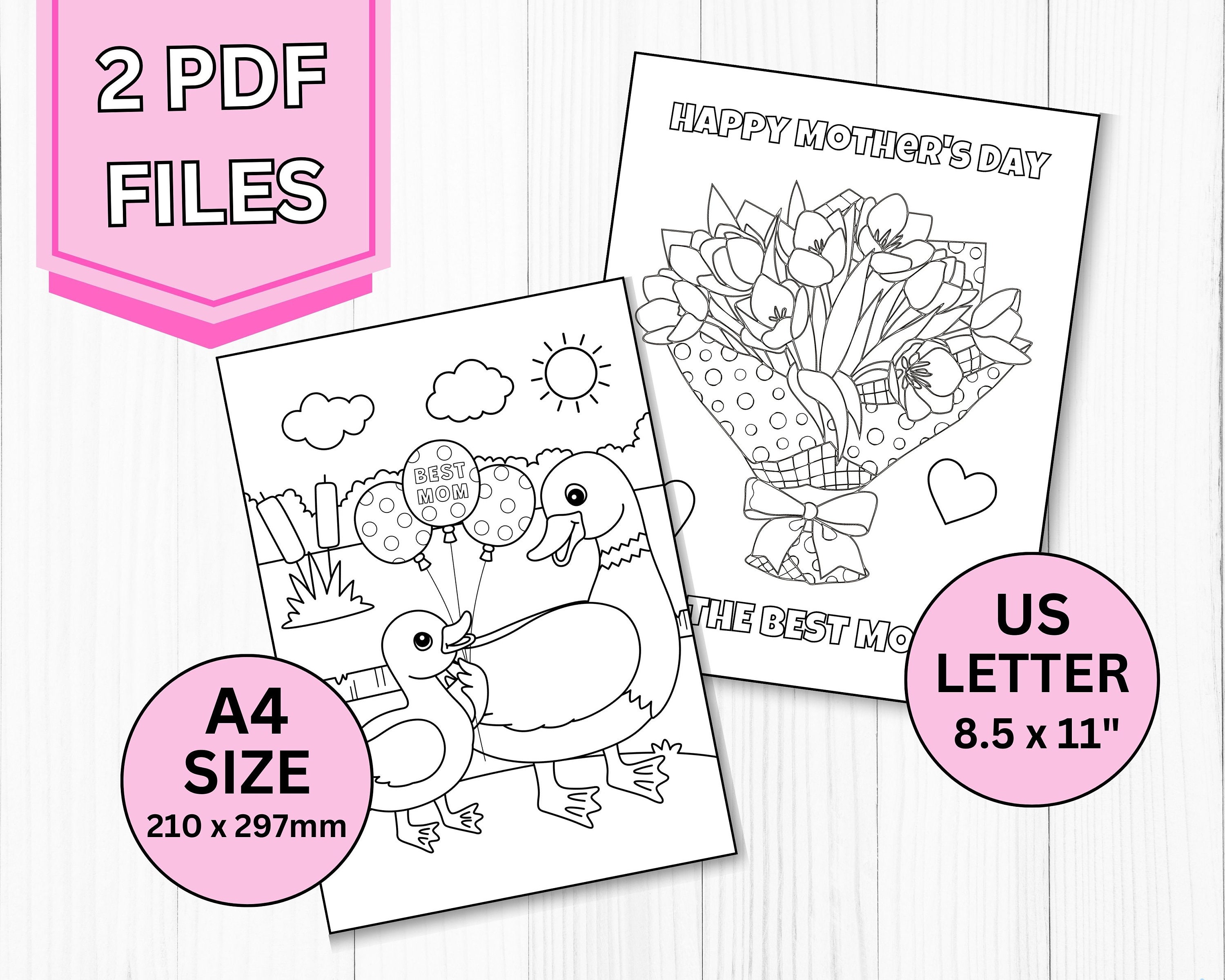 Mothers Day Coloring, Mothers Day Coloring for Kids, Easy Coloring ...