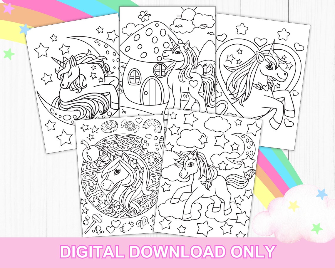 Cute Unicorn Coloring Pages for Kids, Unicorn Coloring Pages, Easy ...