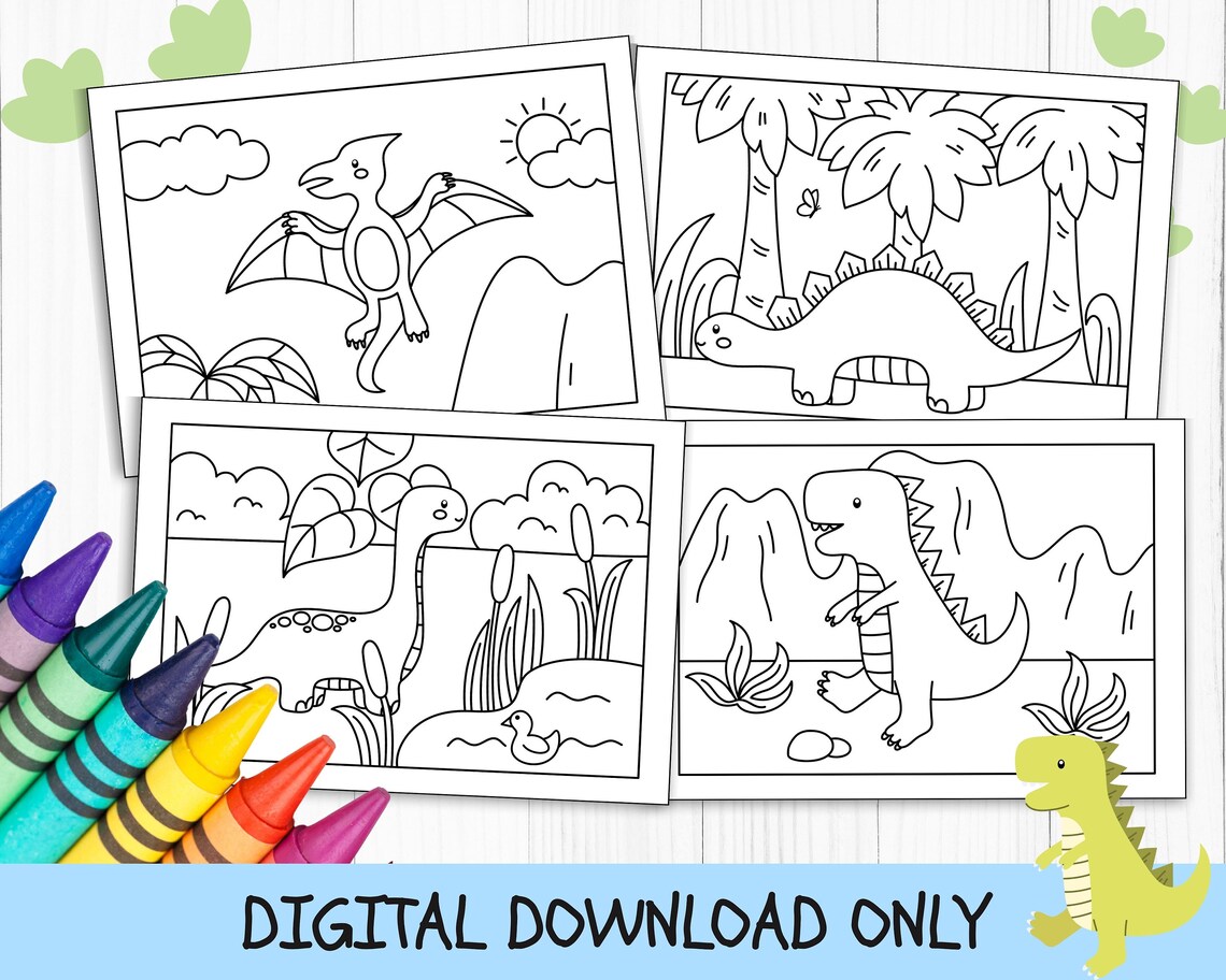 Easy Dinosaur Coloring Pages for Kids Toddlers Preschoolers Toddlers ...