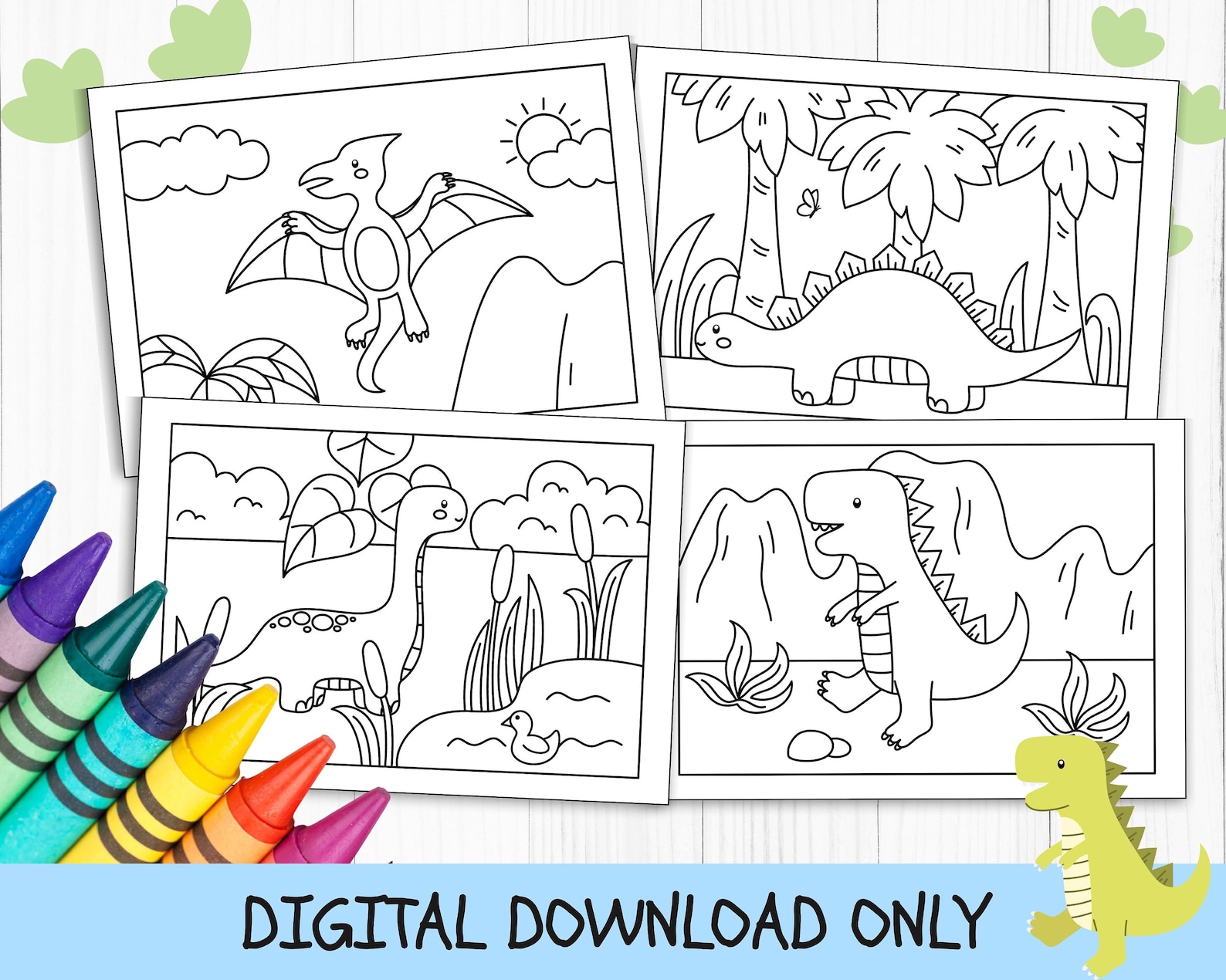 Easy Dinosaur Coloring Pages for Kids Toddlers Preschoolers Toddlers ...