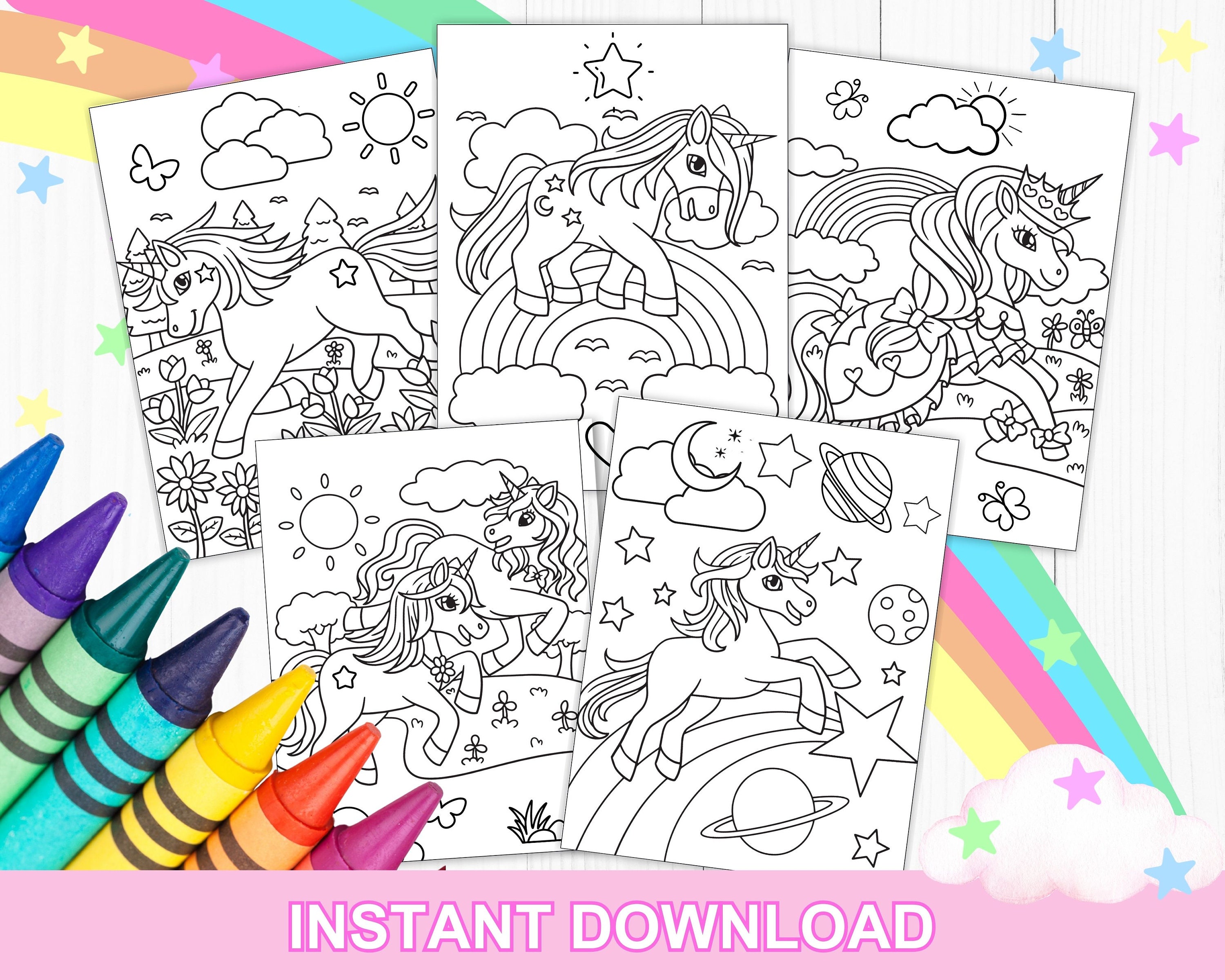 Cute Unicorn Coloring Pages for Kids, Unicorn Coloring Pages, Easy ...