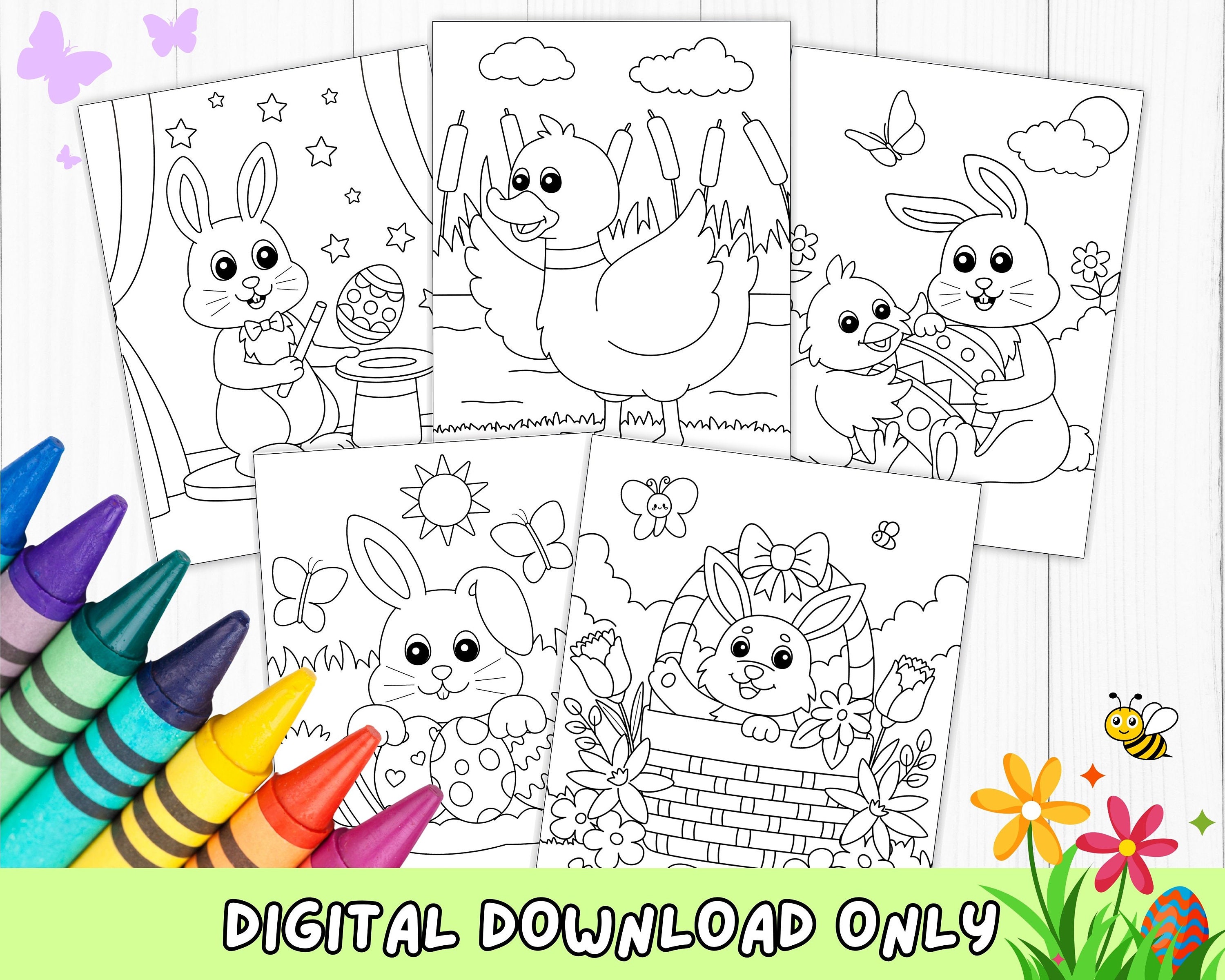 Easy Easter Coloring Pages for Kids Toddlers Preschoolers Toddlers ...