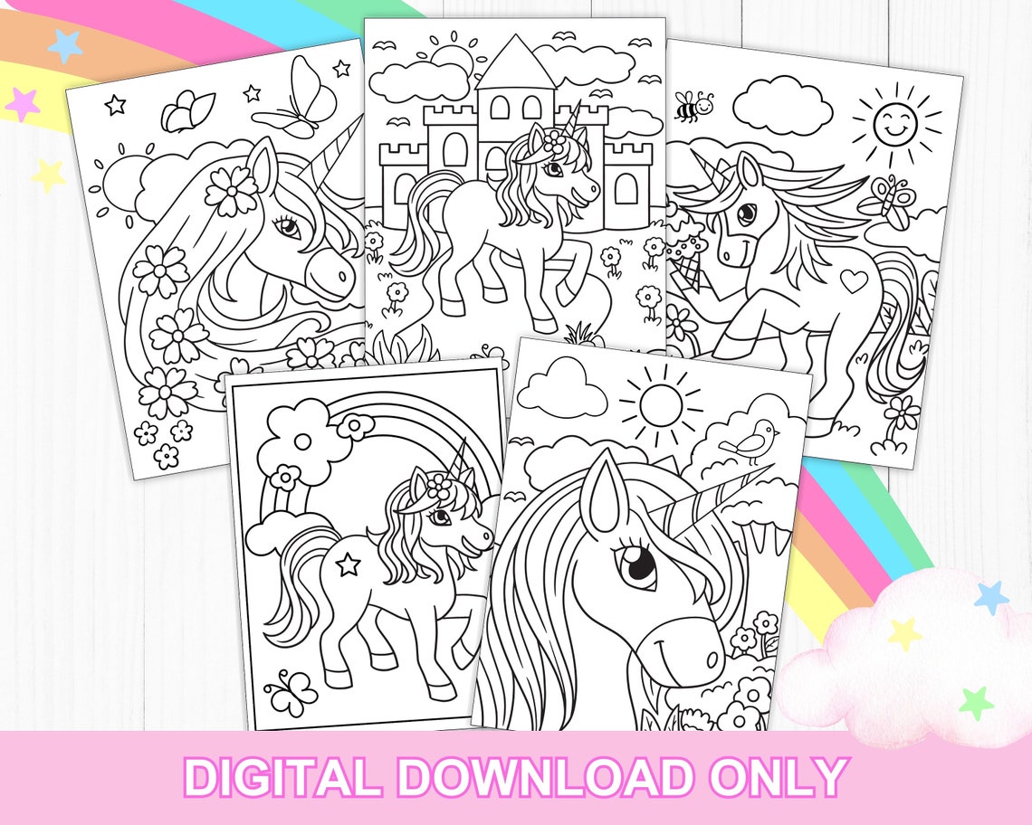 Cute Unicorn Coloring Pages for Kids, Unicorn Coloring Pages, Easy ...