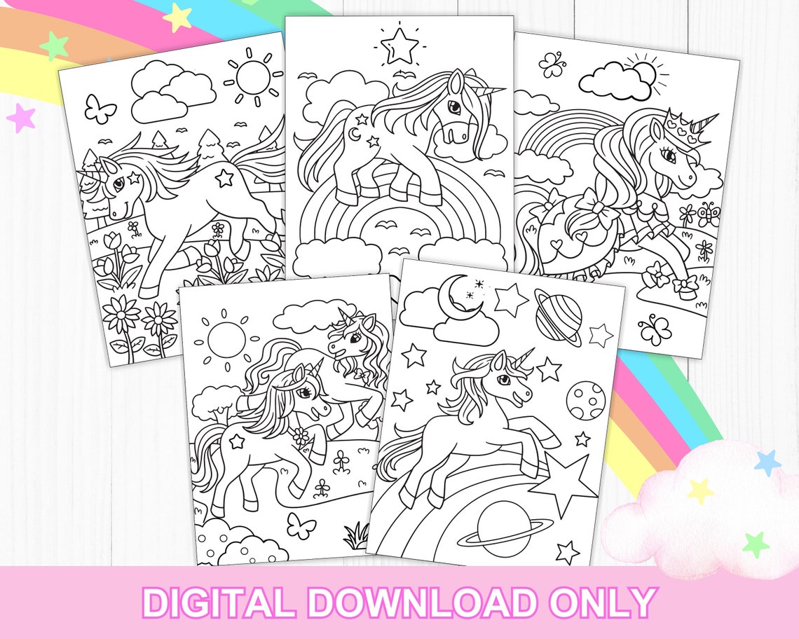 Cute Unicorn Coloring Pages for Kids, Unicorn Coloring Pages, Easy ...