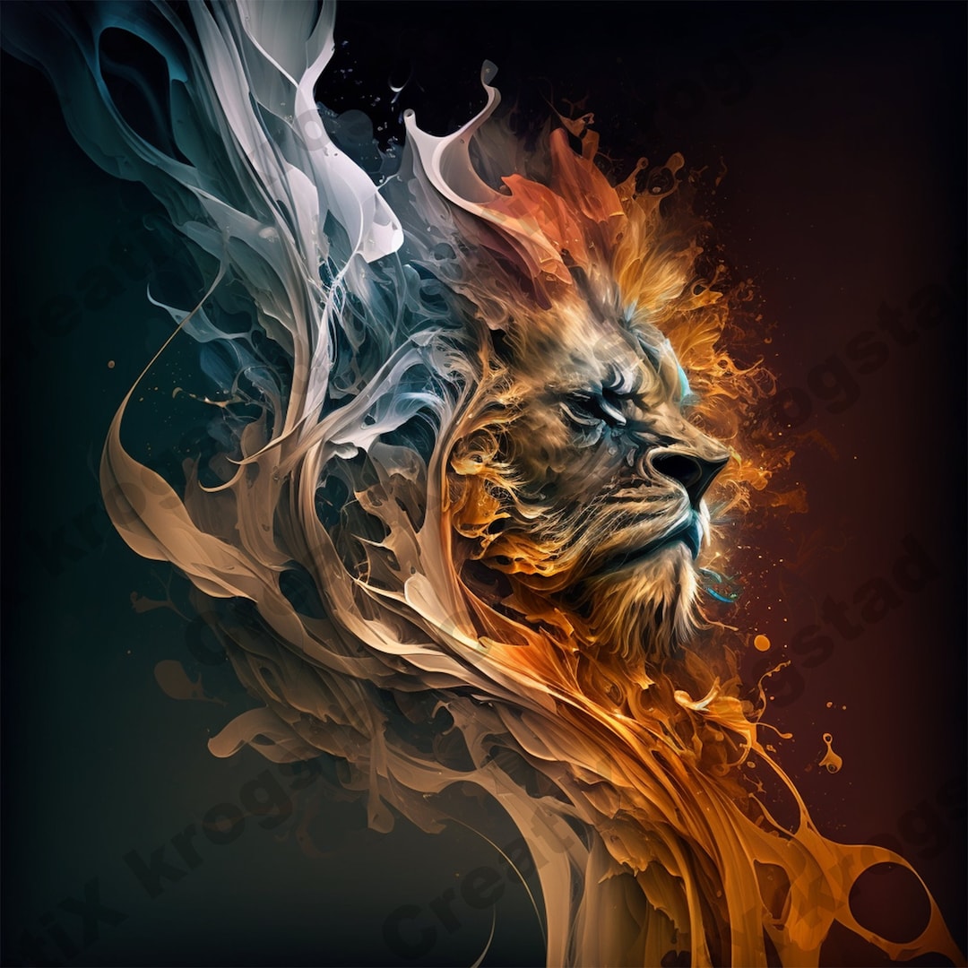 Abstract Art Lion Right Side Digital Download - Etsy