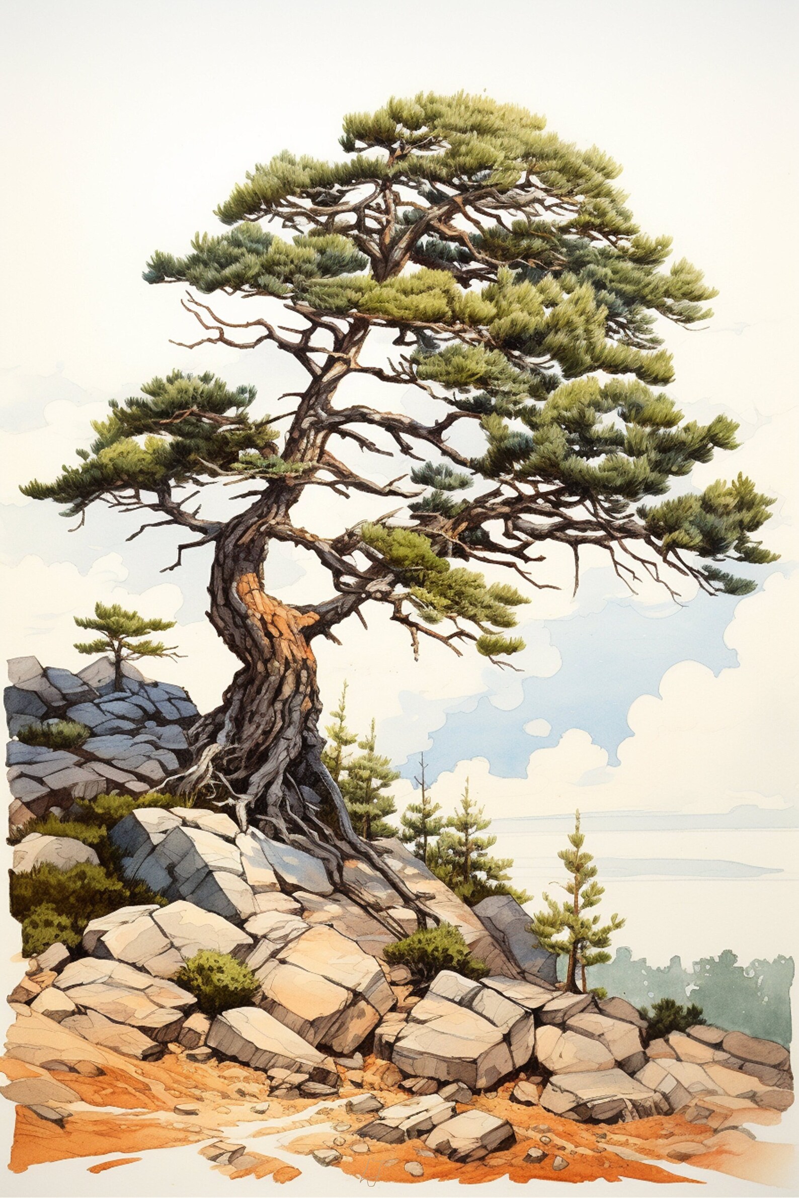 Mountain White Pine - Watercolor Graphic Print - Etsy