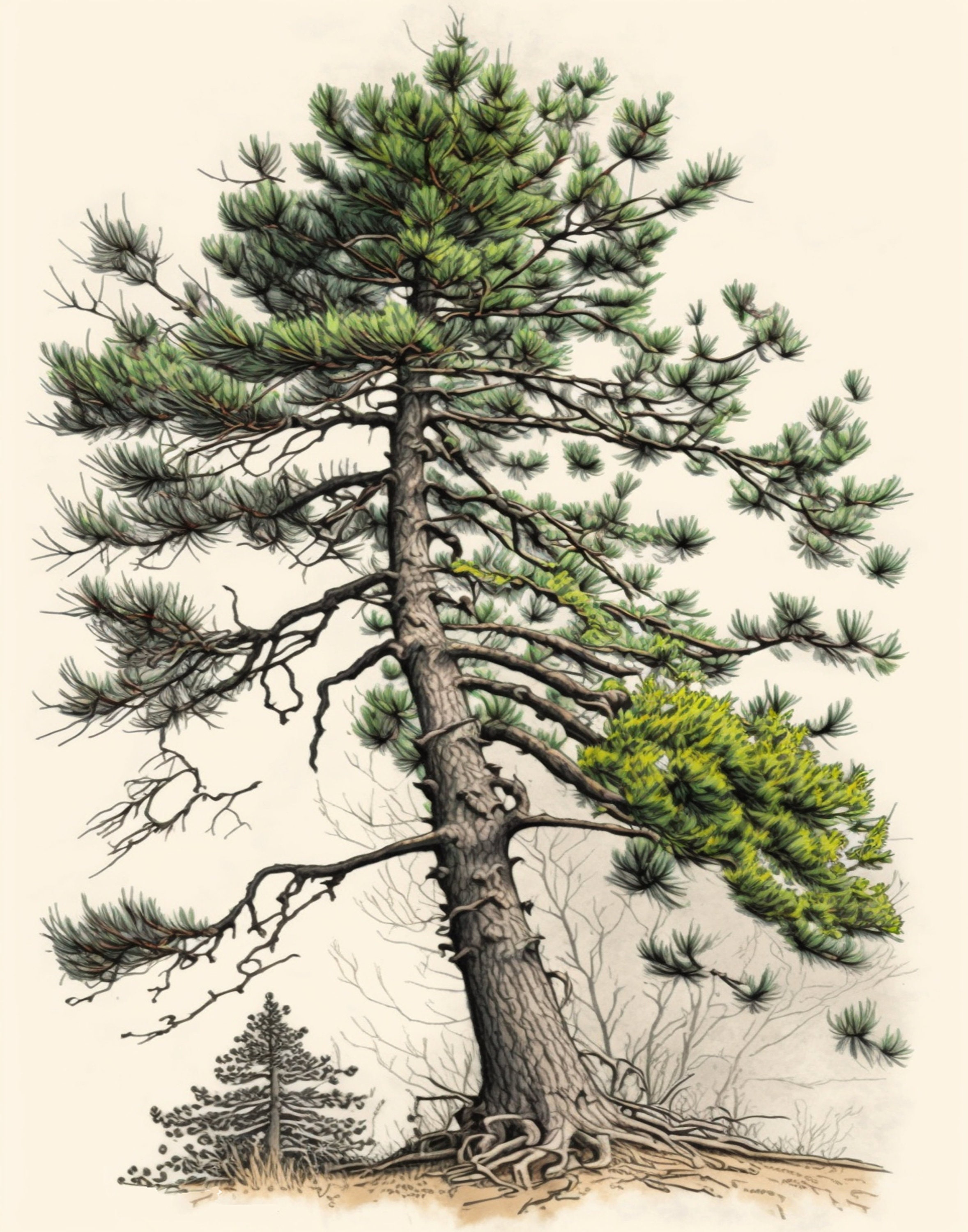 Eastern White Pine Colored Pencil Print - Etsy