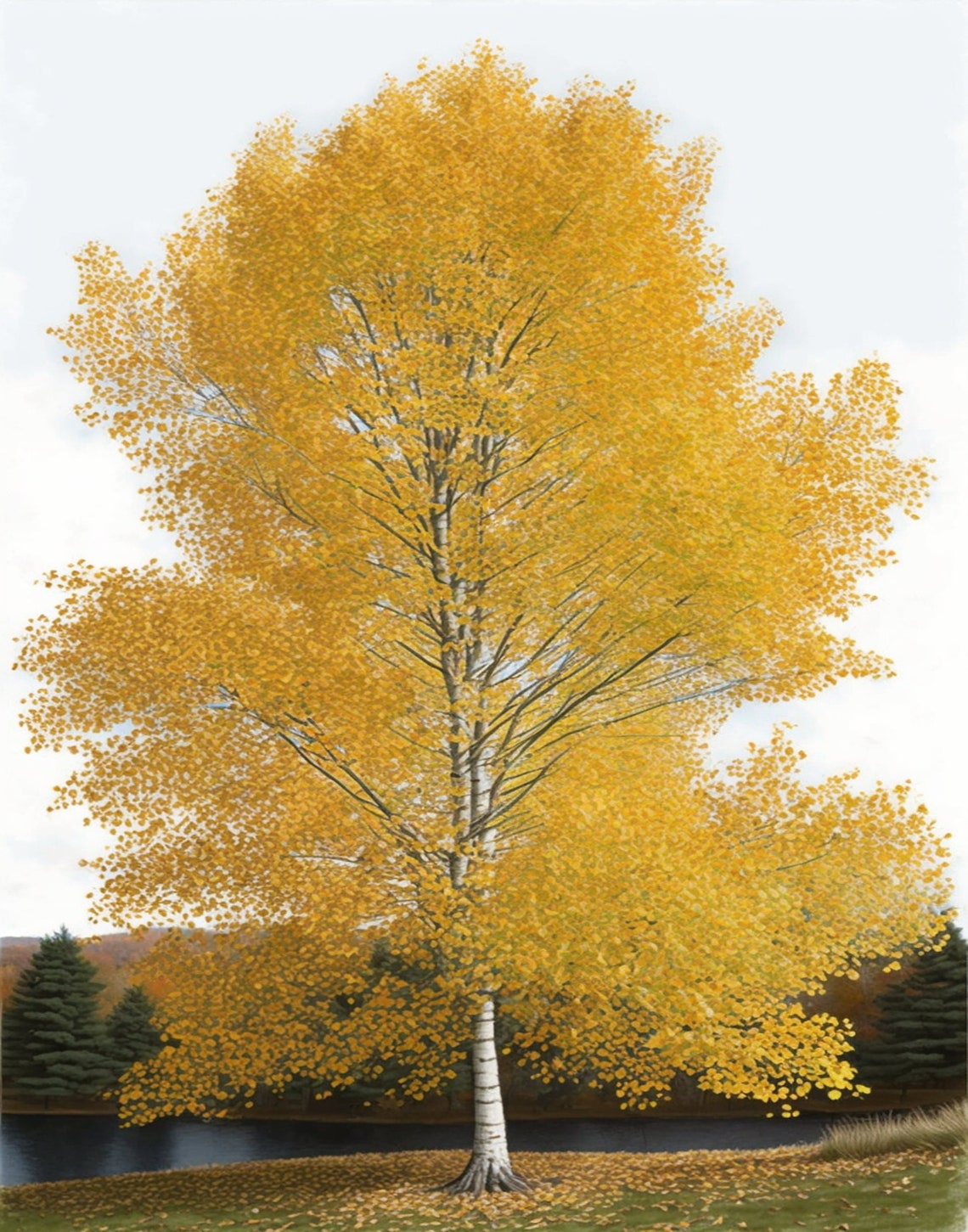Birch Tree Colored Pencil Print - Etsy