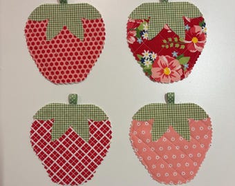 Set of 4 Handmade Quilted Strawberry Coasters - Etsy