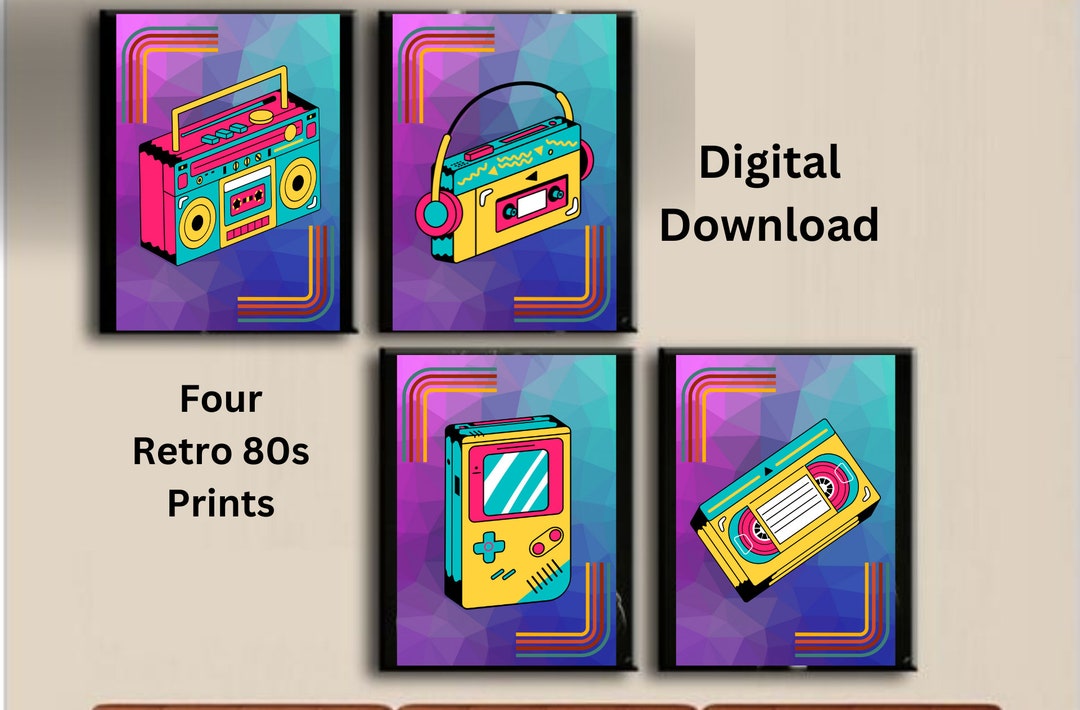 Retro Posters - FOUR Retro Digital Downloads - 80s Prints - Retro ...