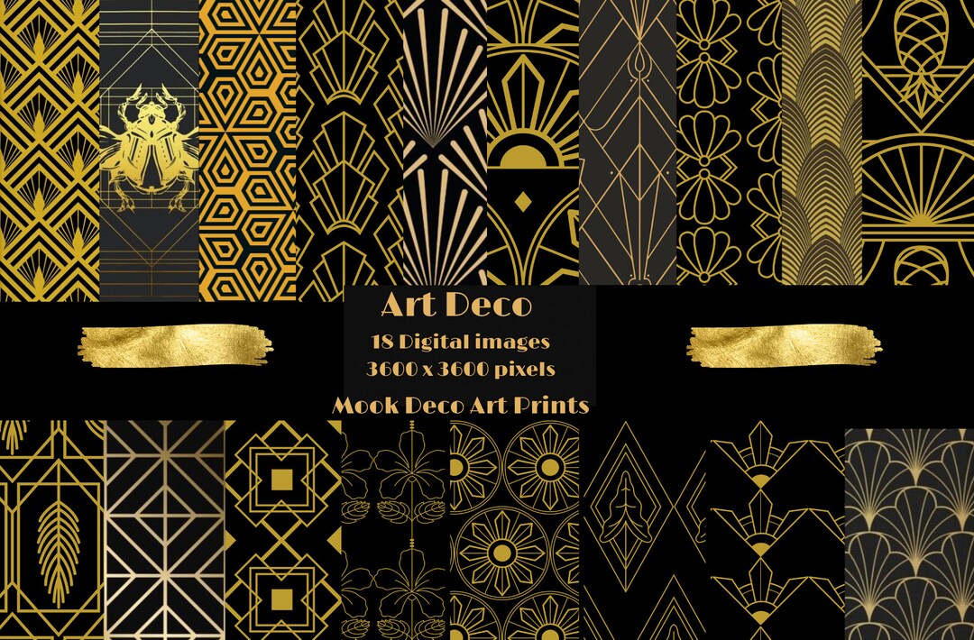 Wrapping Paper Art Deco Digital Paper GOLD Pattern 1930s Patterns ...