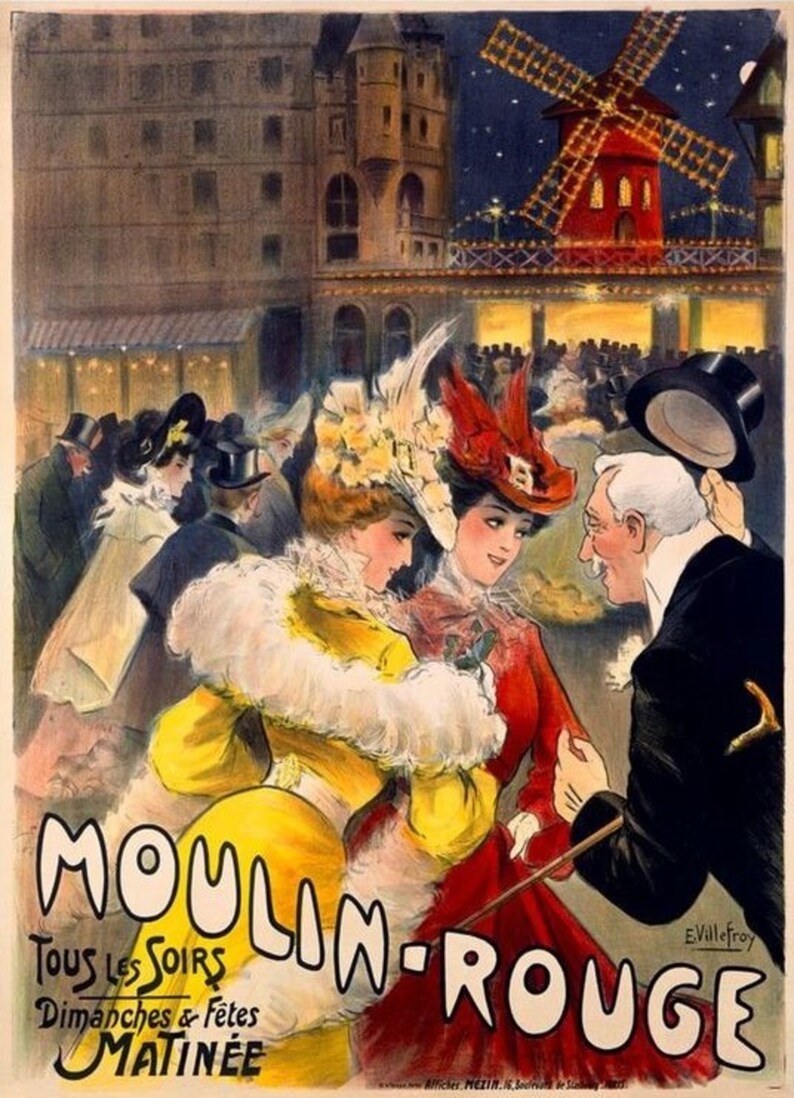 Moulin Rouge Posters FOUR Art Deco Moulin Rouge Digital Downloads Art ...