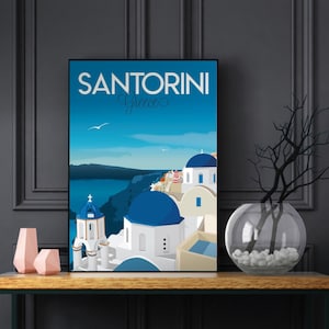 Santorini, Greece Coast Art Print, Greek Art Print, Travel Gift, Travel Poster, Europe Print ...