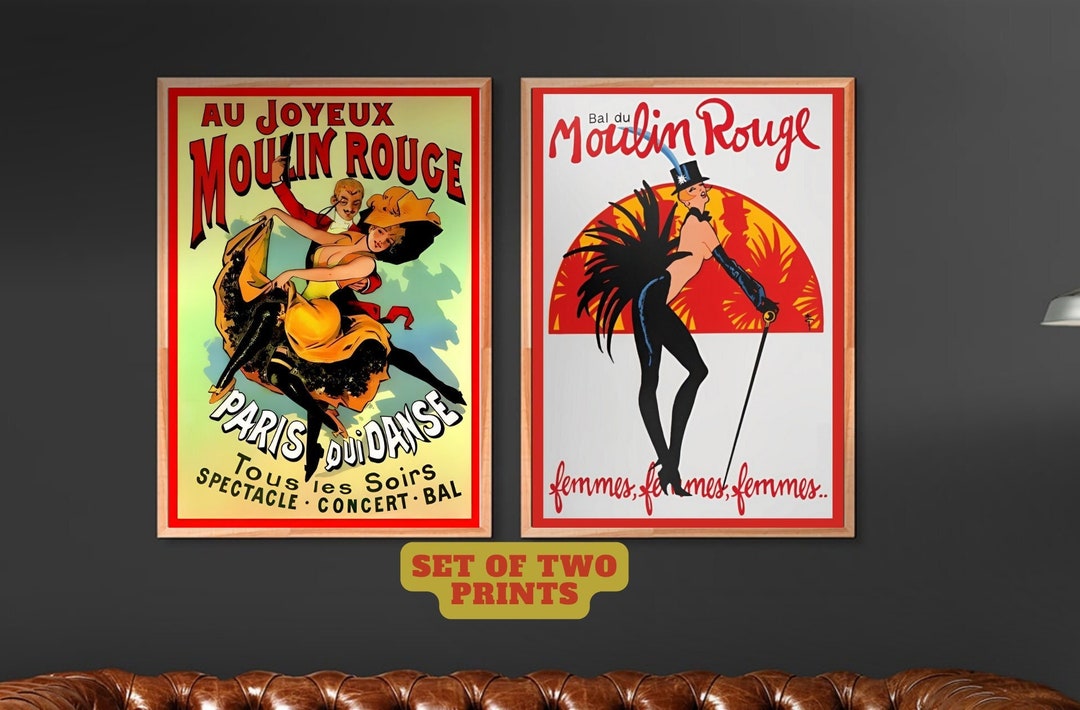 Set of Two Moulin Rouge Prints - Wall Art - Art Deco Prints - Fashion ...