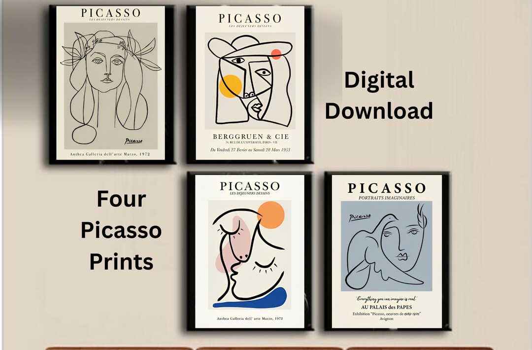 PICASSO Posters - FOUR Pablo Picasso Digital Downloads - Art Deco ...