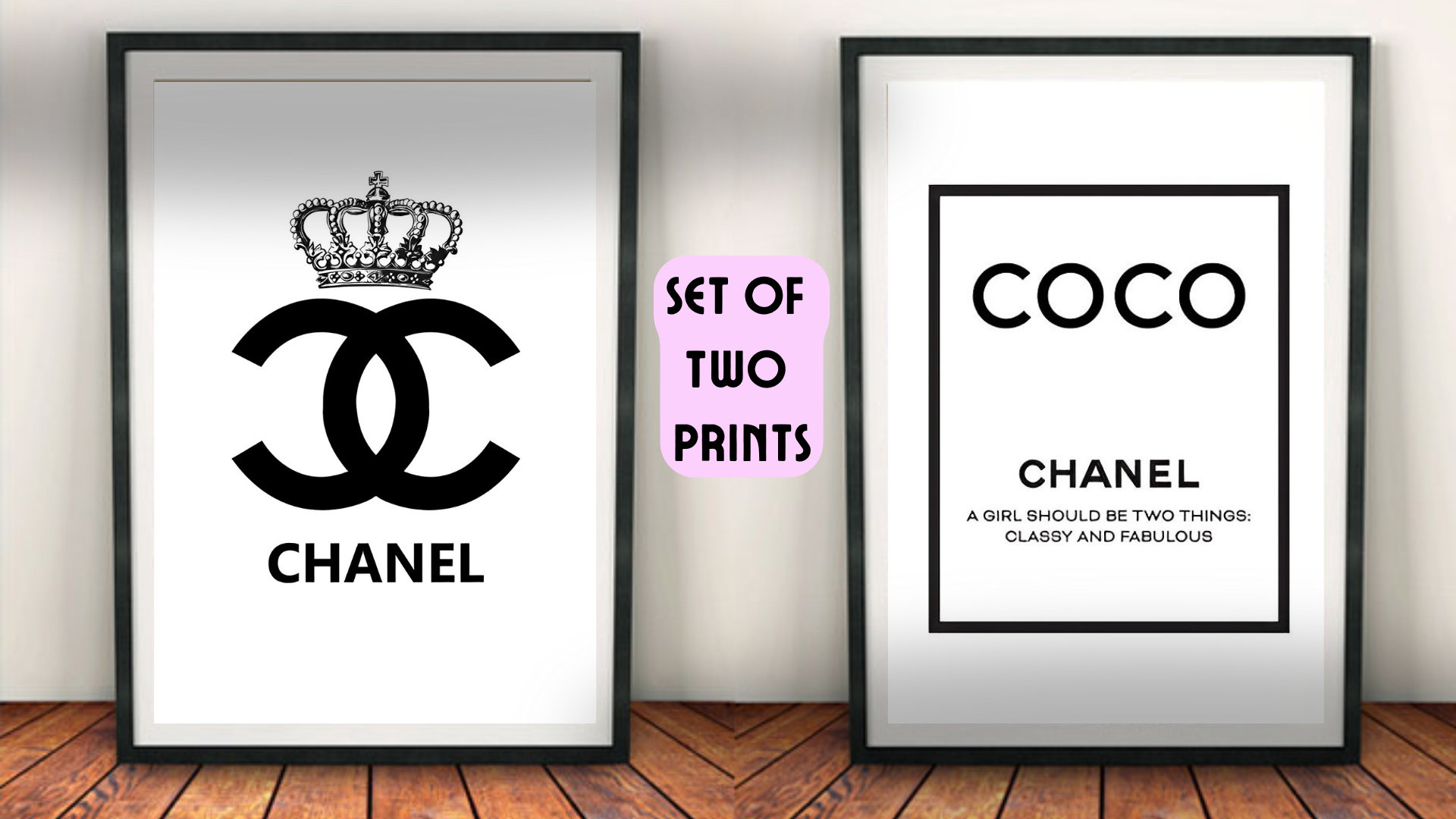 Set of Two Coco Chanel Prints Wall Art Art Deco Prints Fashion Prints ...