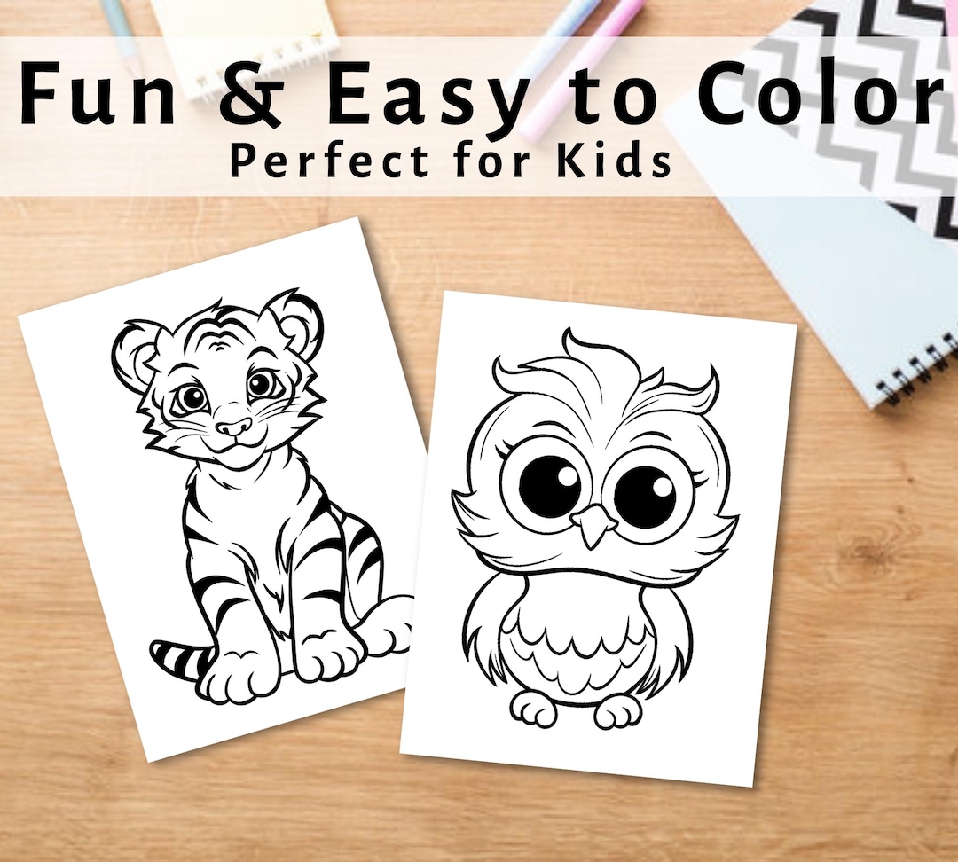 14 Cute Animal Coloring Pages for Kids - Etsy