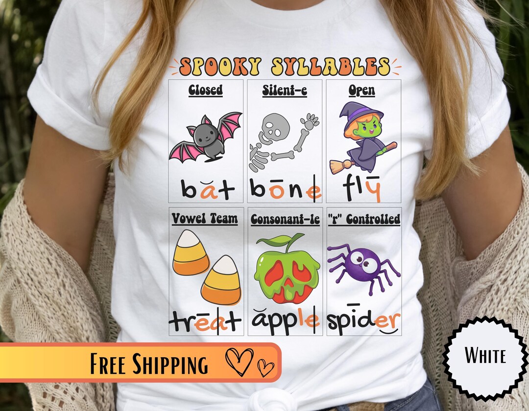 Halloween Reading Shirt Reading Teacher T-shirt Halloween Syllable ...
