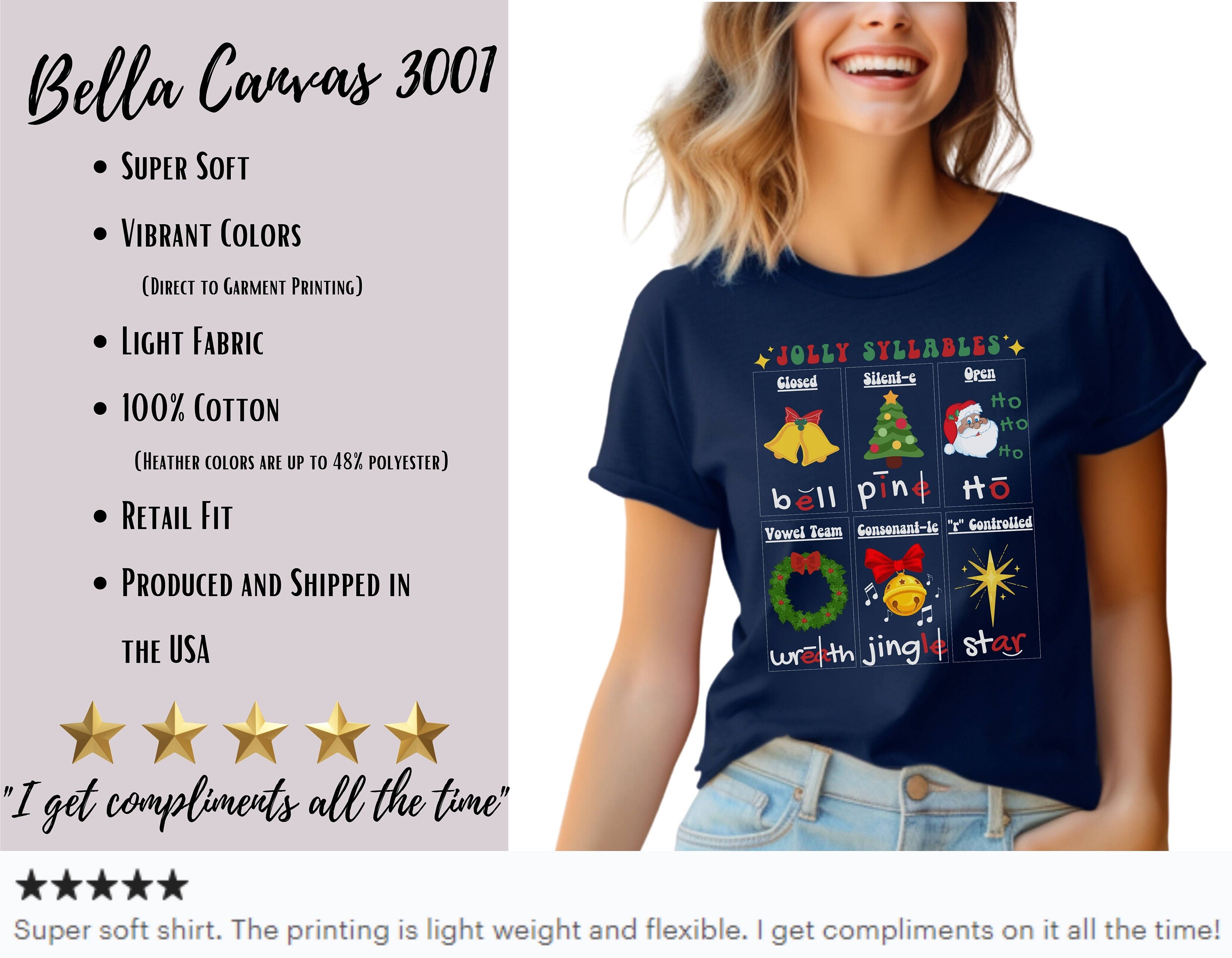 Reading Teacher Shirt Syllable Types Phonics T-shirt Christmas Reading ...
