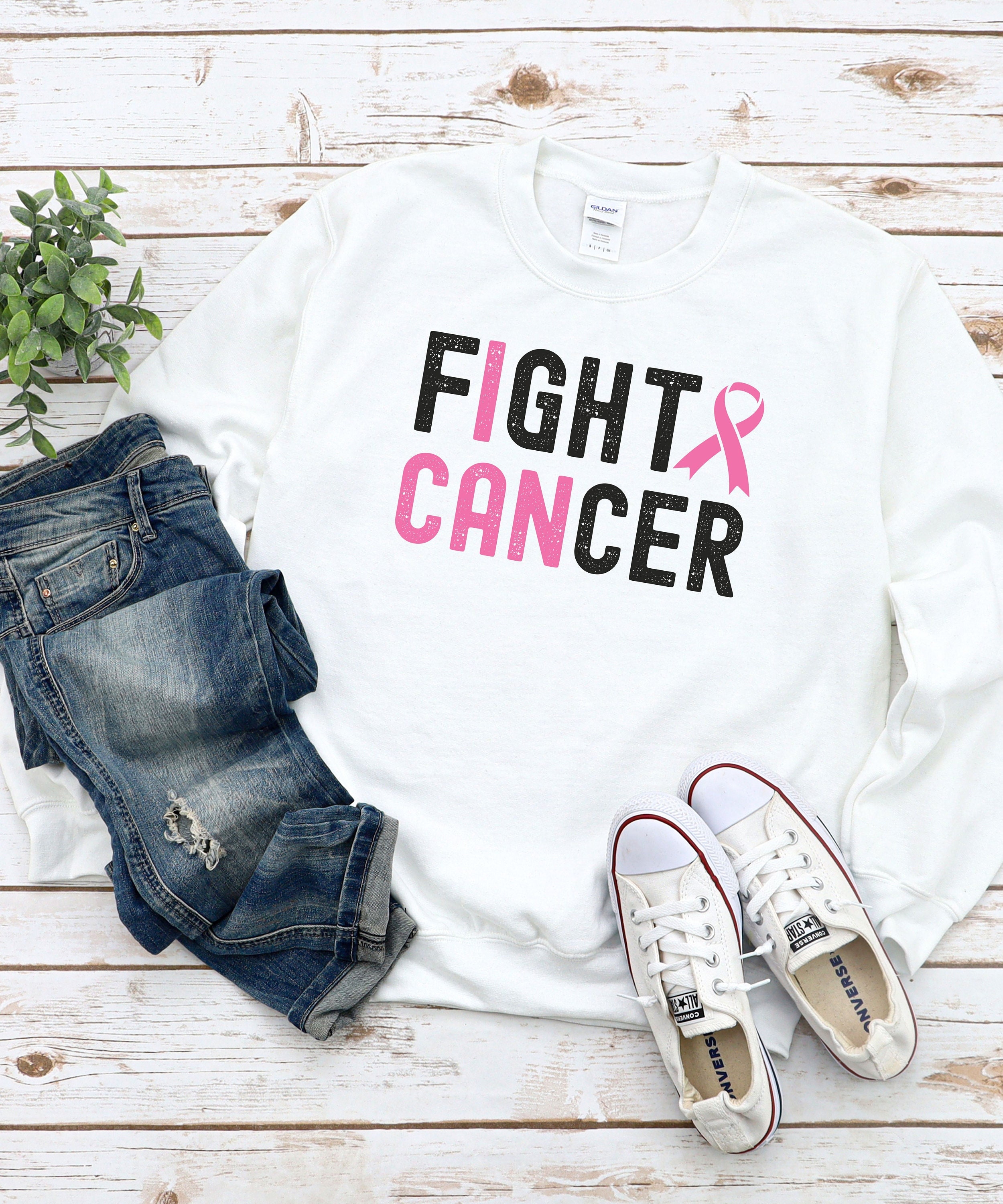 I Can Fight Cancer Crewneck, Support Squad Sweatshirt, Breast Cancer ...