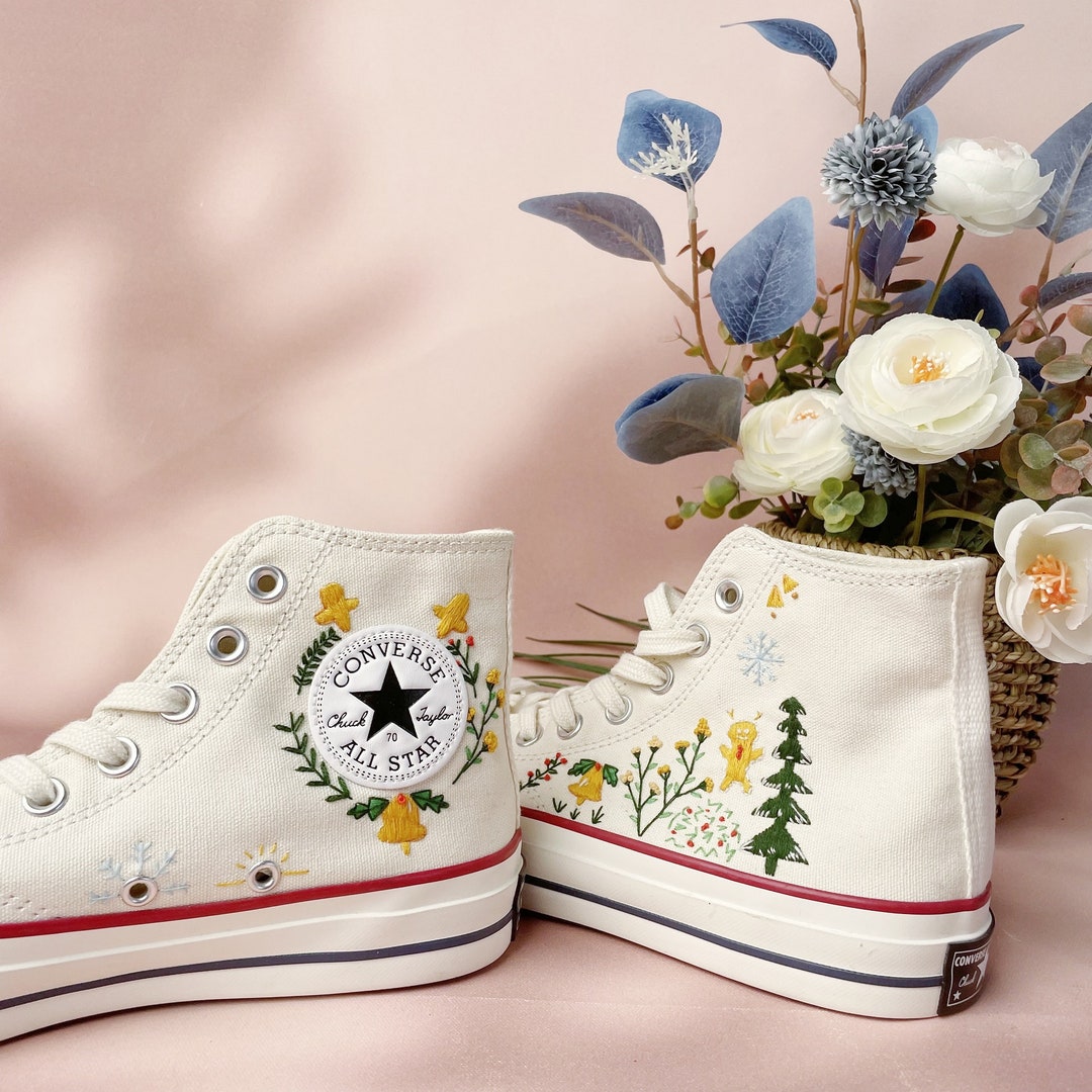 Flower Embroidery Converse Chuck Taylor 70, Custom Shoes Converse ...
