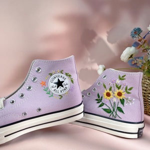 Embroidered Butterfly Converse/ Converse Custom Sun Flower Embroidery ...