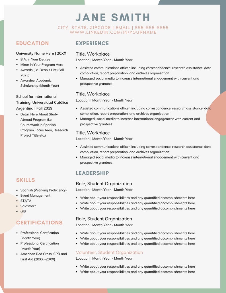Resume Template | CV Template | Professional Resume Template | Canva ...