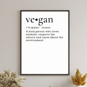 Vegan Definition Poster, Vegan Gift, Vegan Joke, Vegan Statements, Wall ...