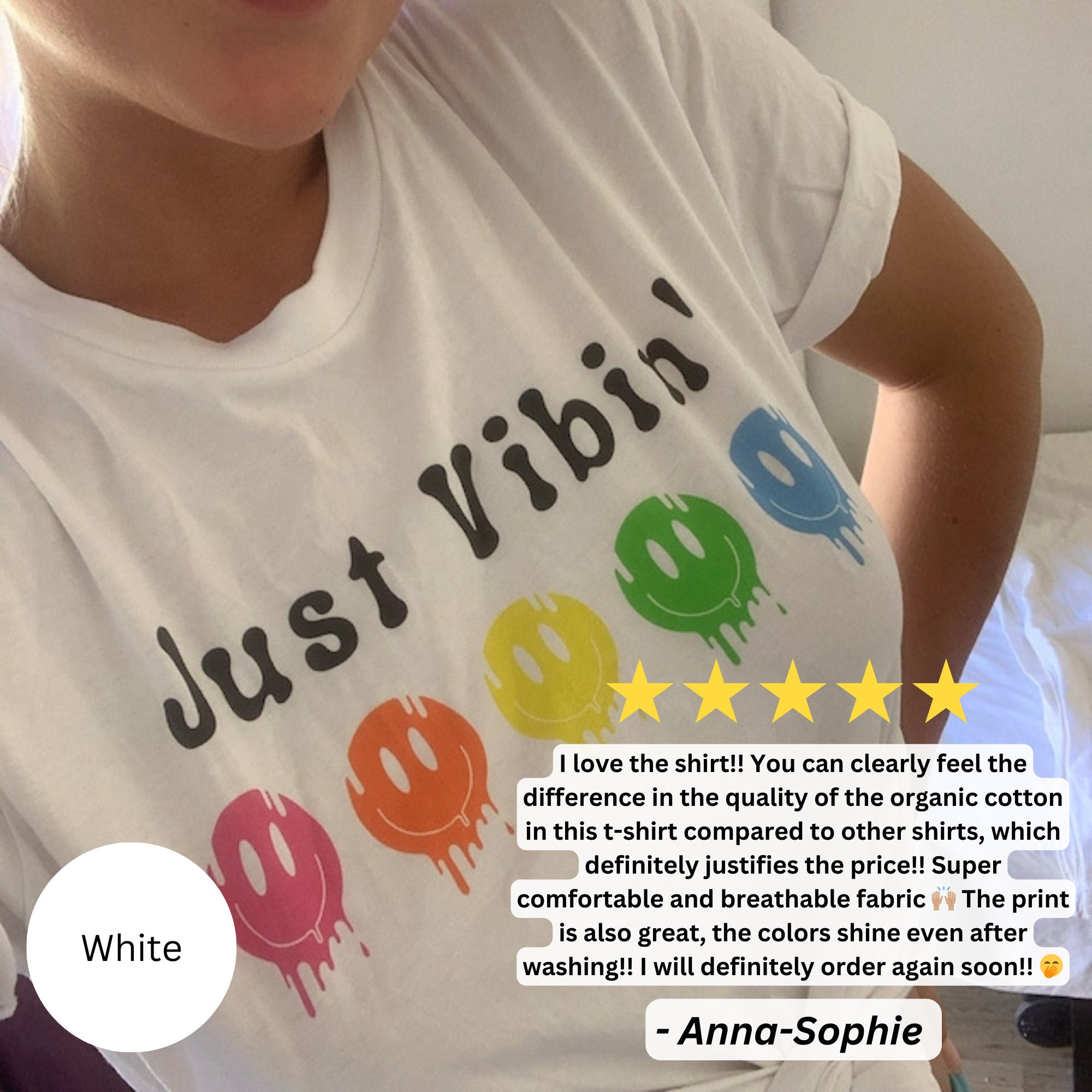 Organic Cotton T, Just Vibin Melty Smiley, Positive Shirt, Spiritual ...