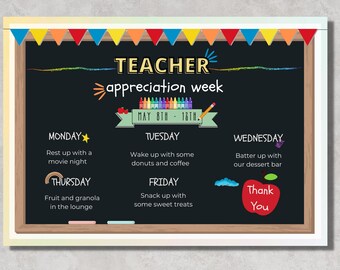 Teacher Appreciation Week Itinerary Schedule, Daily Weekly Calendar ...