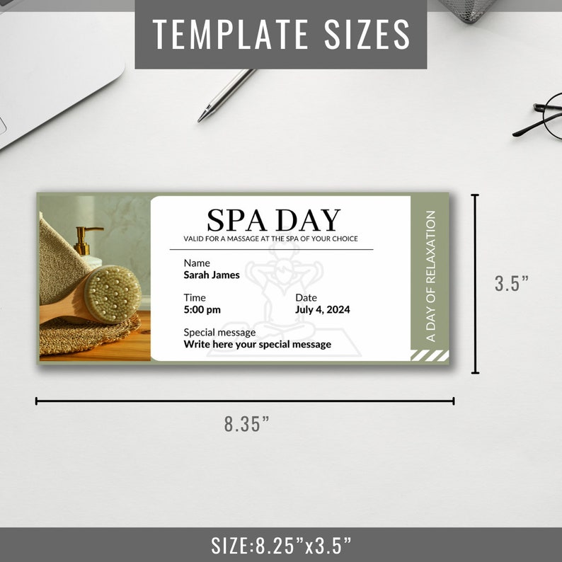 Editable Spa Day Voucher Personalized Massage Coupon Printable Gift ...