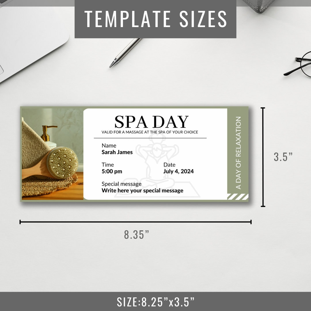 Editable Spa Day Voucher Personalized Massage Coupon Printable Gift ...