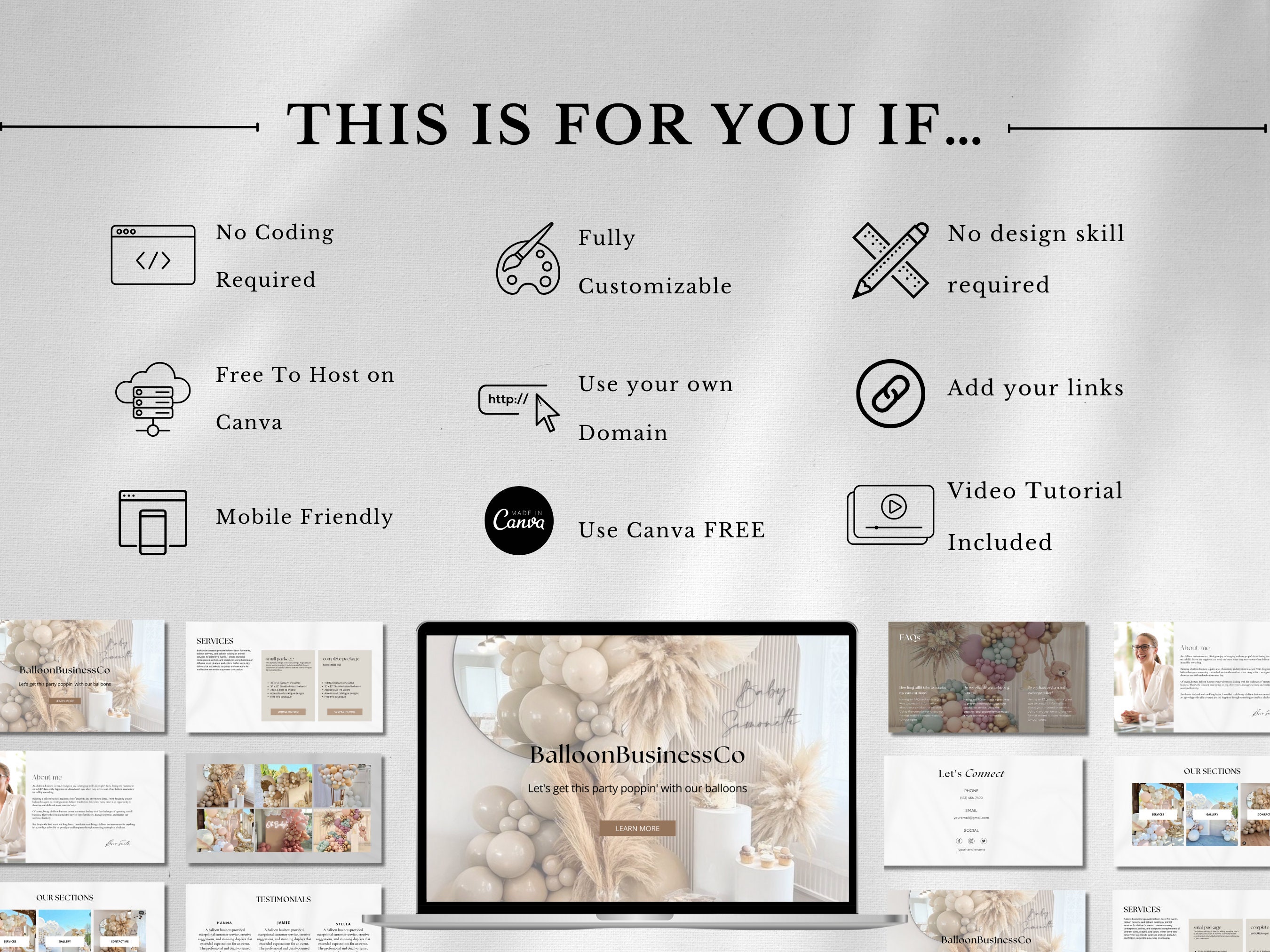 Balloon Business Website Bundle, Balloon Artist Marketing Instagram ...