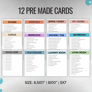 Cleaning Checklist, Cleaning Cards, Adhd Cleaning, Editable Chore List ...