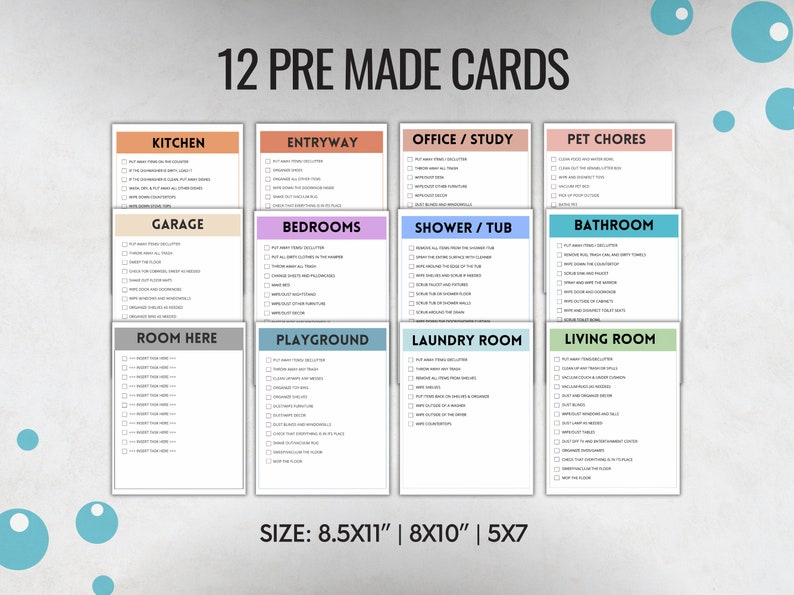 Cleaning Checklist, Cleaning Cards, Adhd Cleaning, Editable Chore List ...