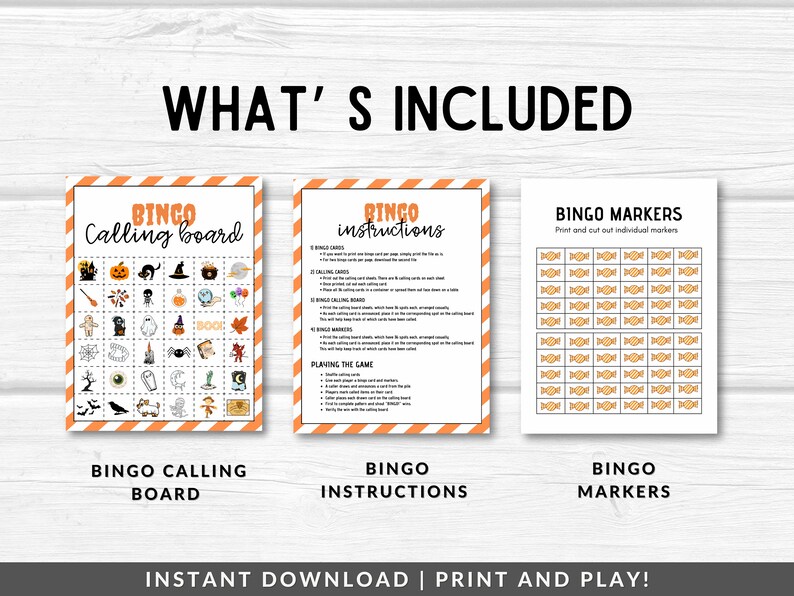 Halloween Bingo, Halloween Party Game, Bingo Game for Halloween Party ...