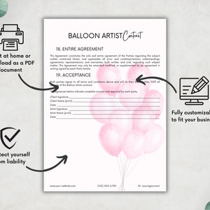 BALLOON ARTIST CONTRACT Template, Balloon Business Bundle, Balloon ...