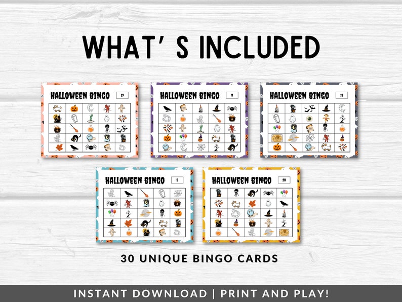Halloween Bingo, Halloween Party Game, Bingo Game for Halloween Party ...
