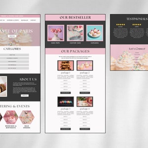 Bakery Website Theme Template White and Pink, Social Media Templates ...