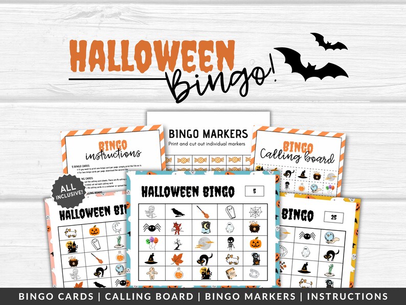 Halloween Bingo, Halloween Party Game, Bingo Game for Halloween Party ...