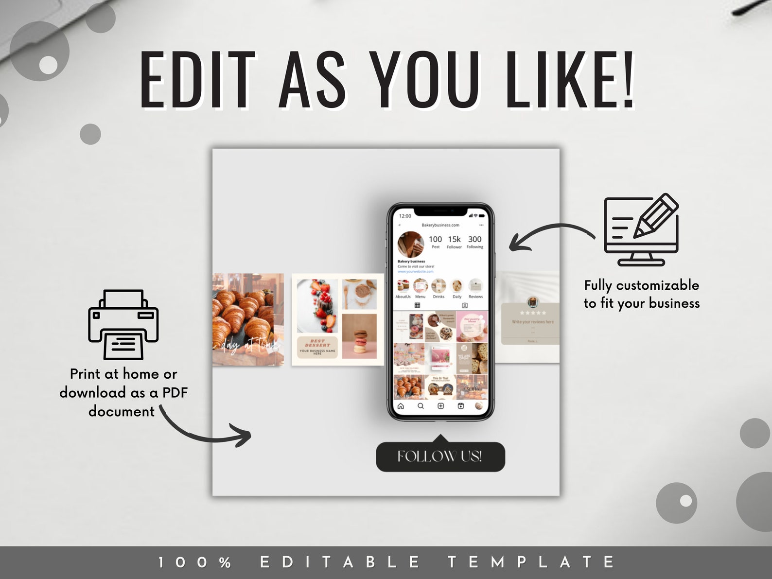 Bakery Post Template, Social Media Marketing Template for Bakery ...